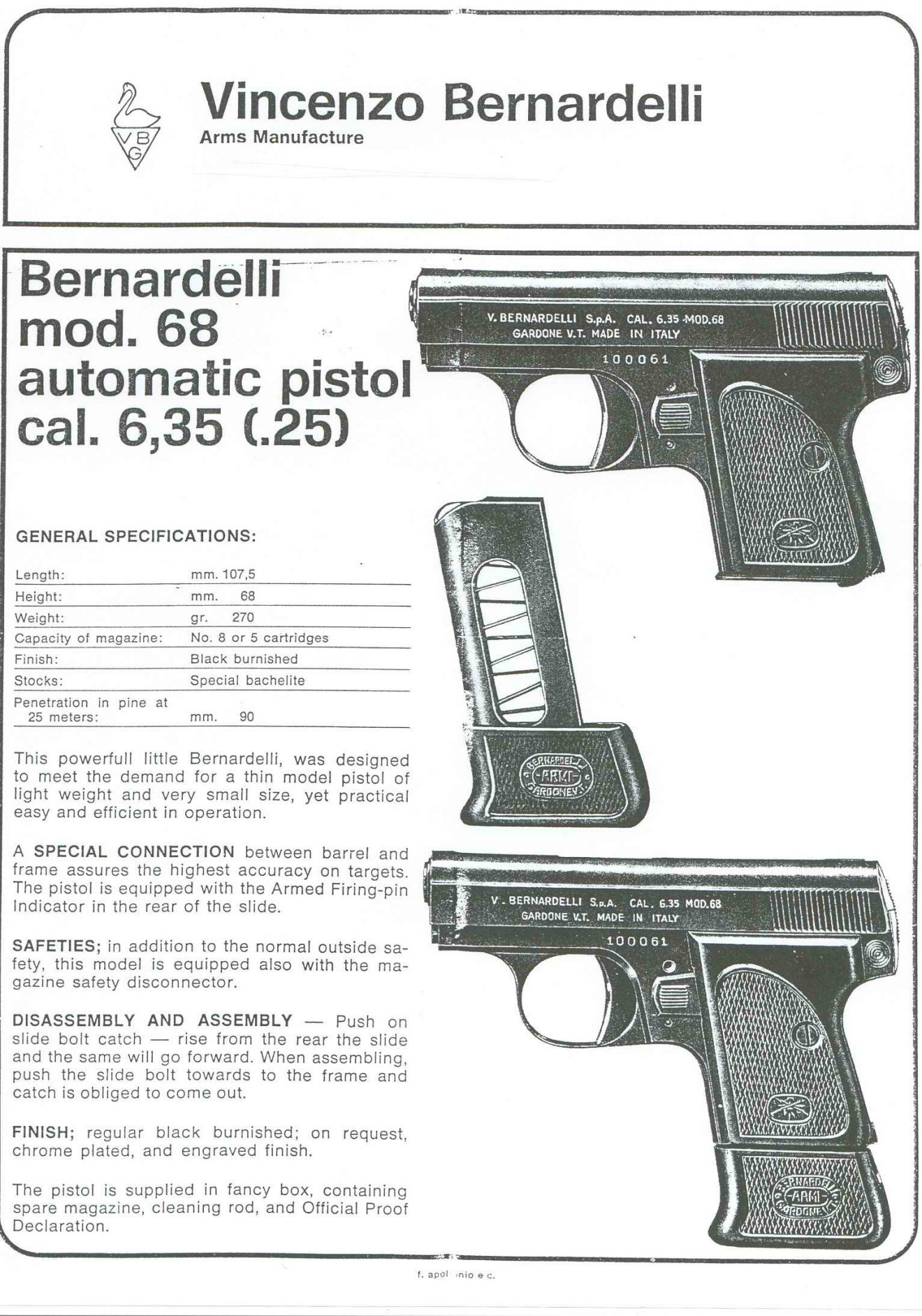 The Bernardelli baby pistol in 25 acp 1/2 - gunsmithdesigner ...